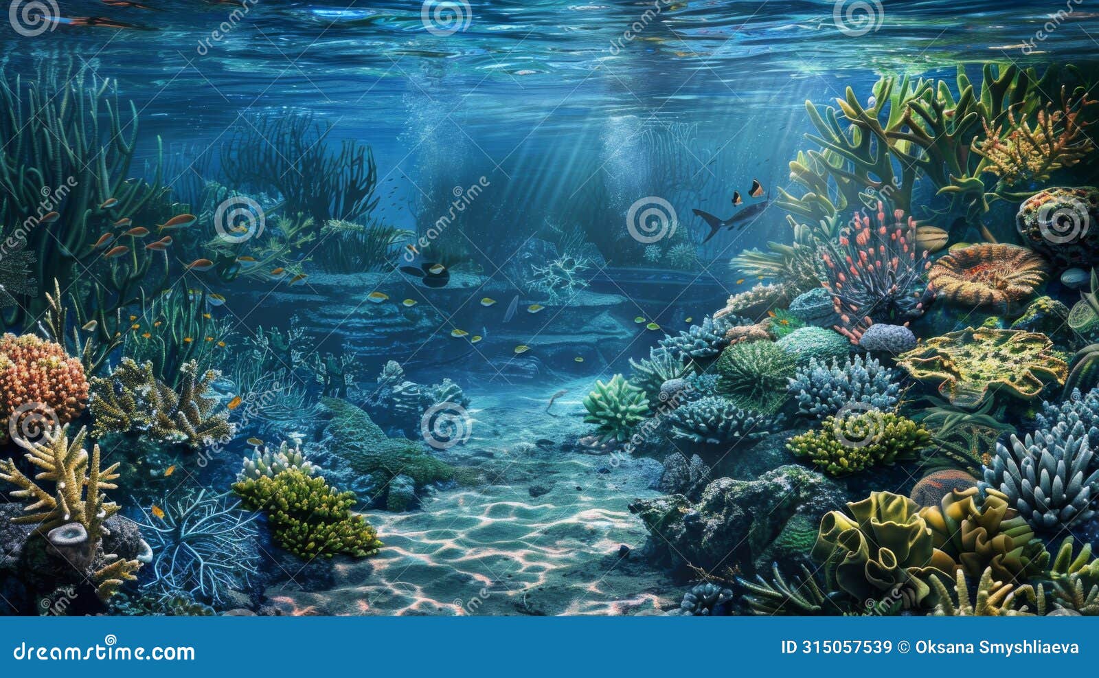 Vibrant Coral Reef Ecosystem with Diverse Marine Life Stock Image ...