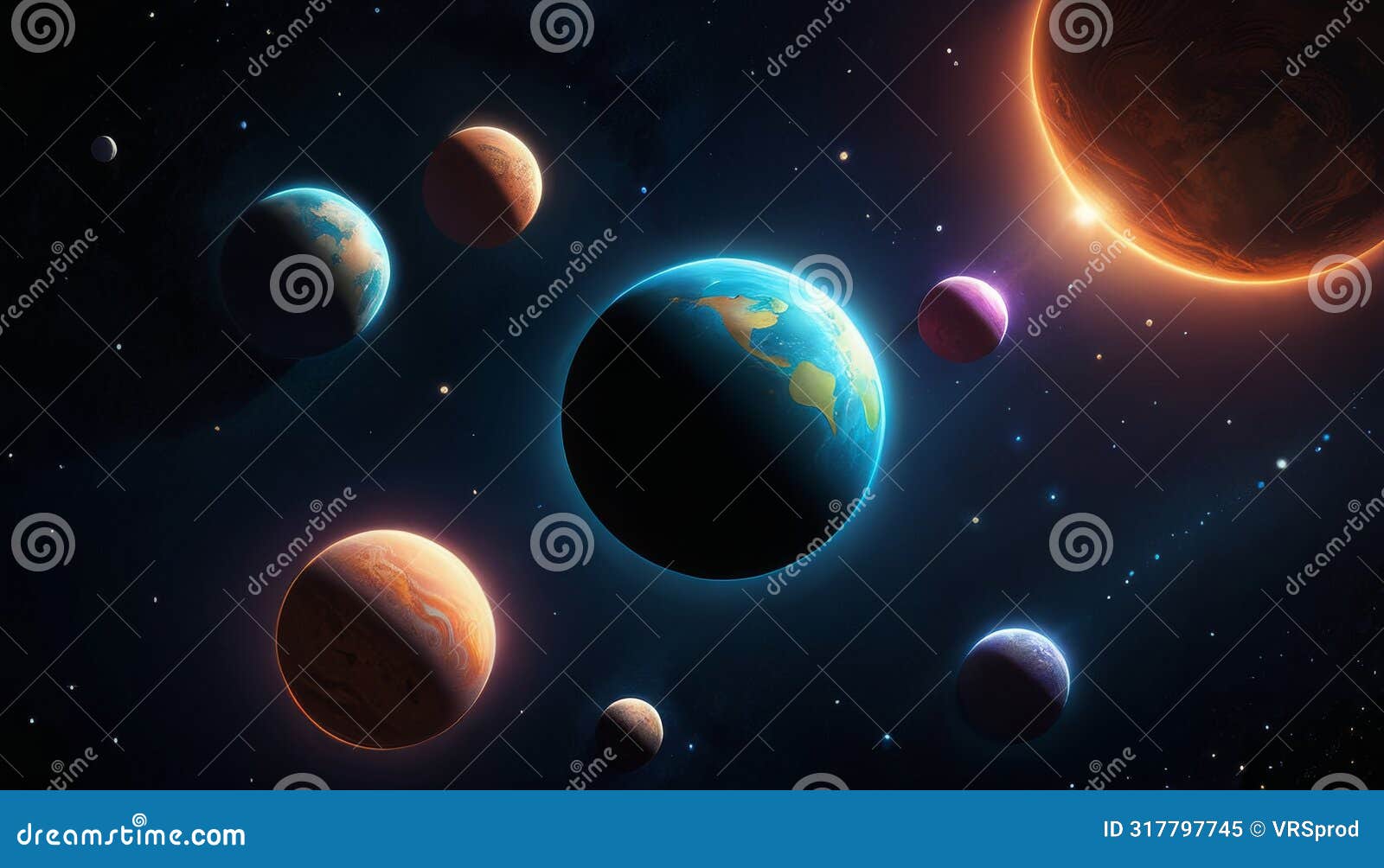 Diverse Exoplanets With Unimaginable Landscapes And Ecosystems Stock ...
