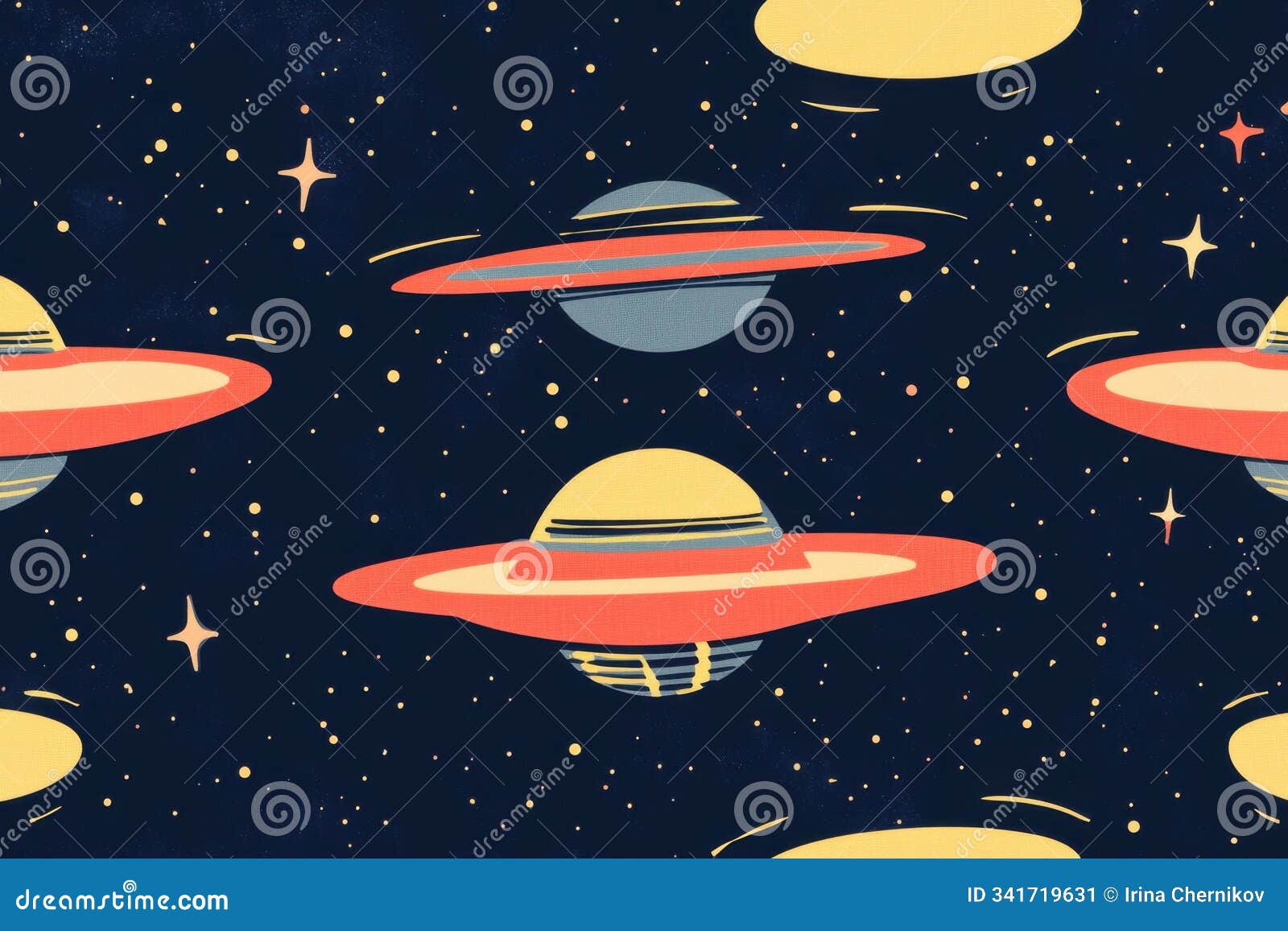 Vibrant Cosmic Pattern with Planets and Stars for Space-themed Designs ...