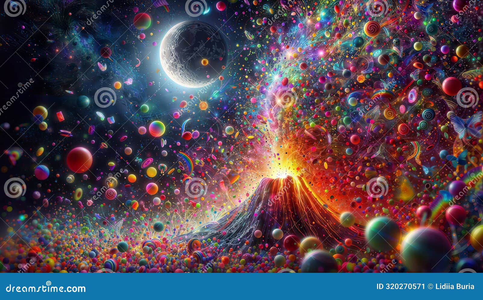 Candy Volcano Eruption, Generative Ai Stock Illustration - Illustration ...