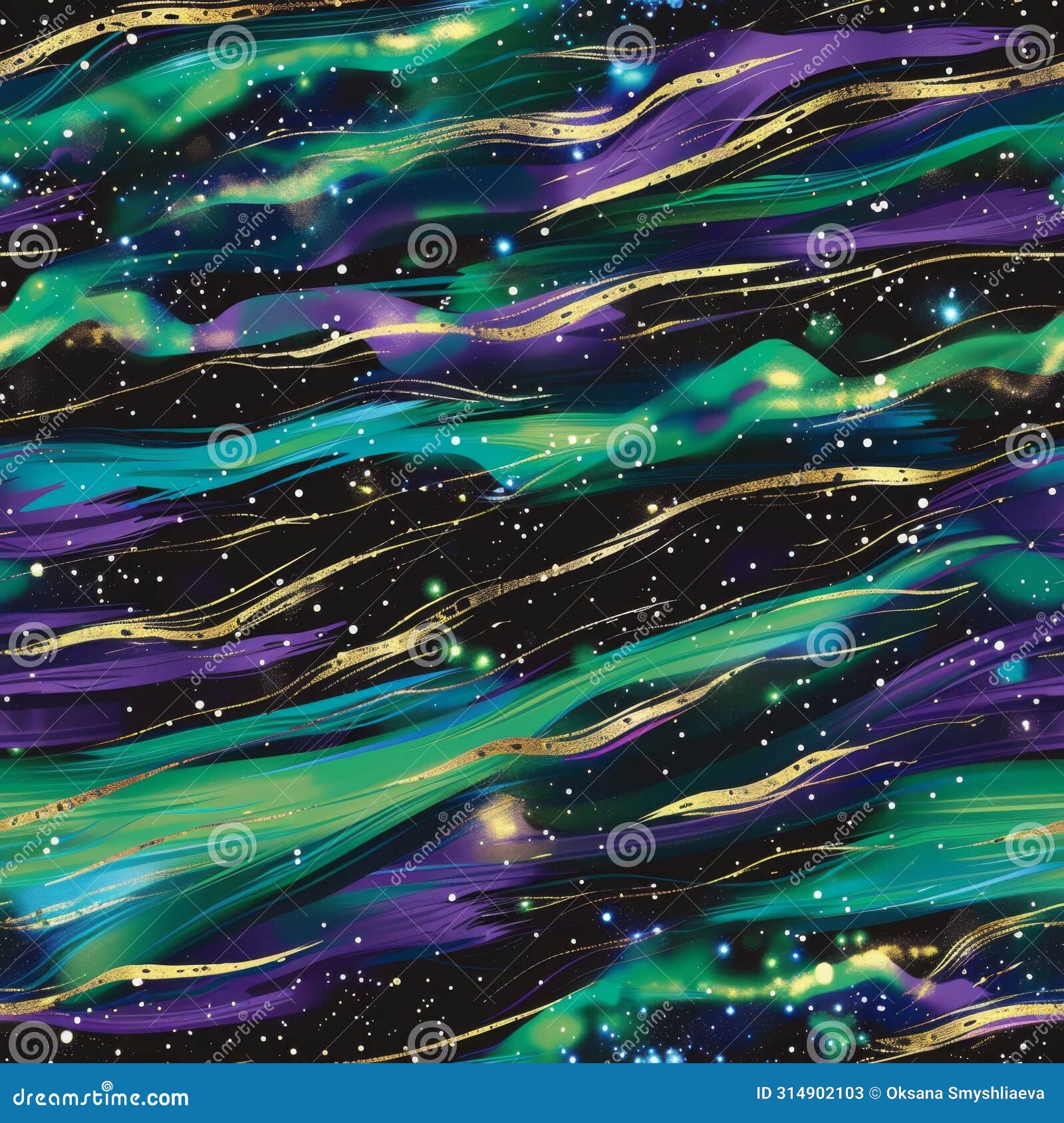 Vibrant Cosmic Waves Background with Sparkling Stars Stock Image ...