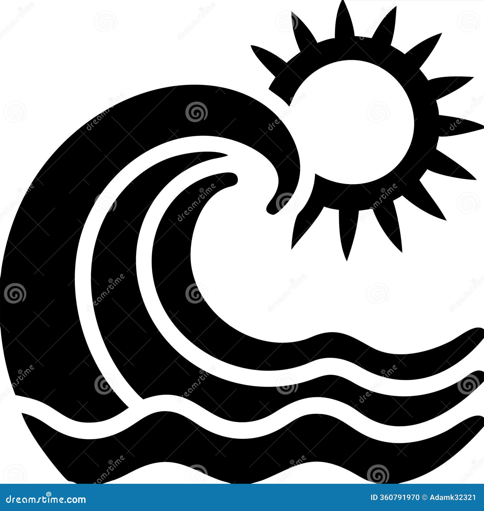 Bold Sun and Wave Vector for Summer Themed Design and Artwork Projects ...