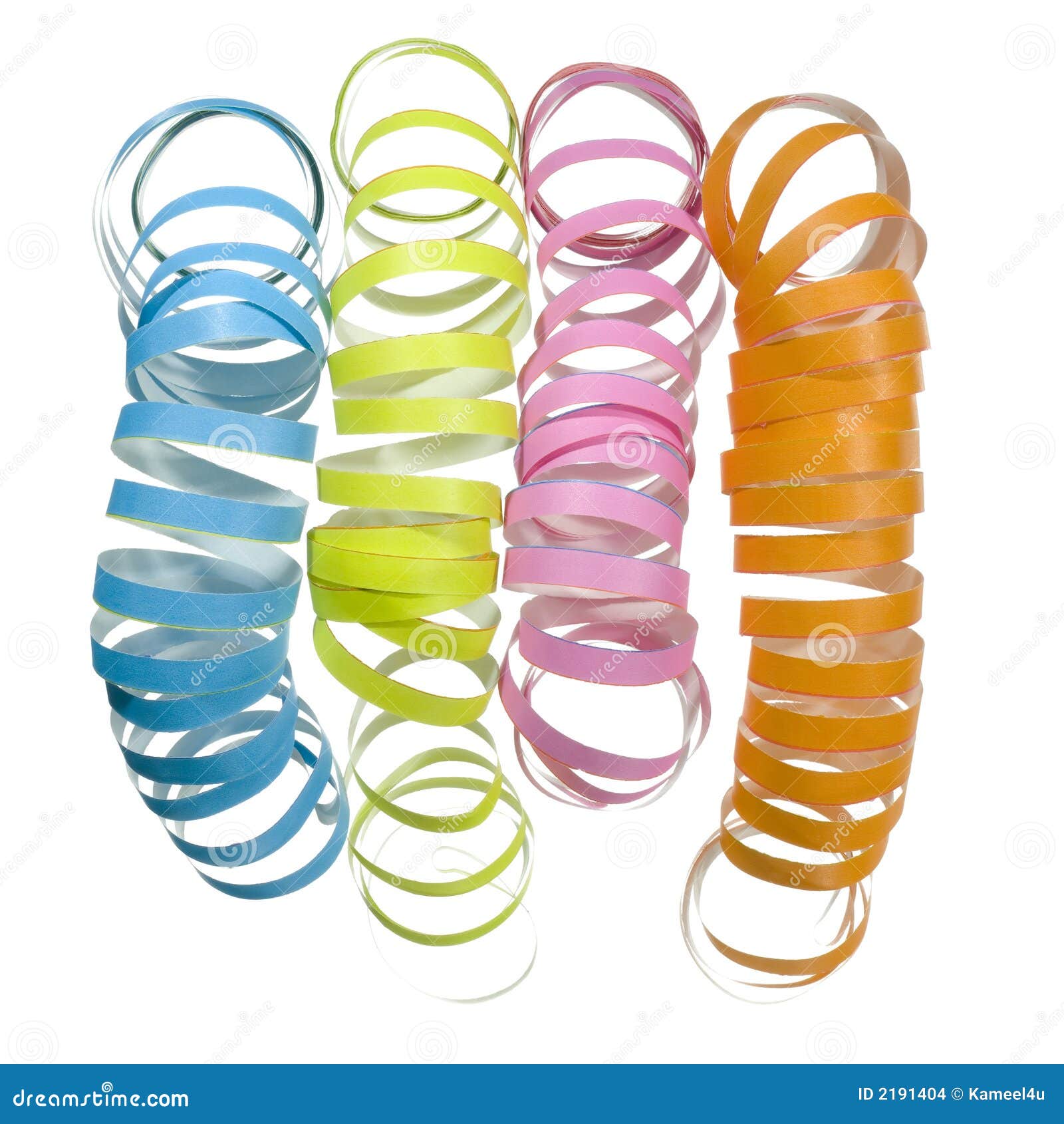 Vibrant Curly Party Streamer Stock Photo - Image of isolated, green ...