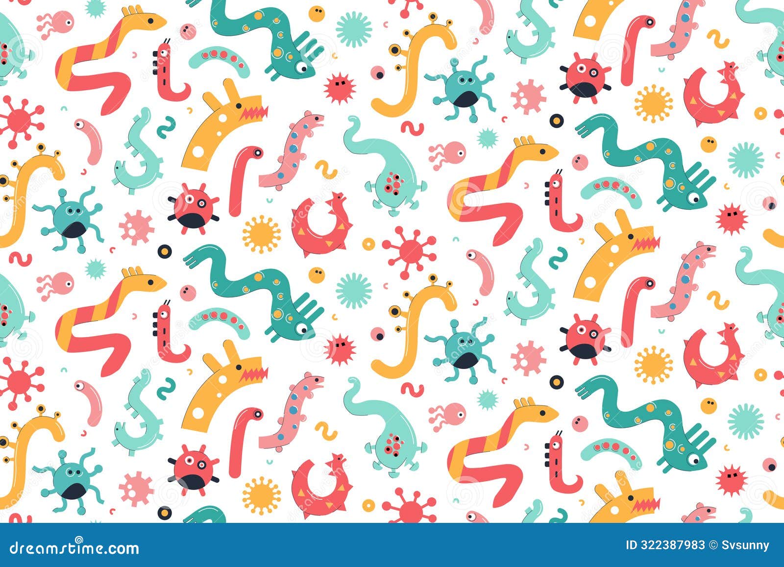 Vibrant Cute Illustration Microbes, Virus, Germs Bacteria ...