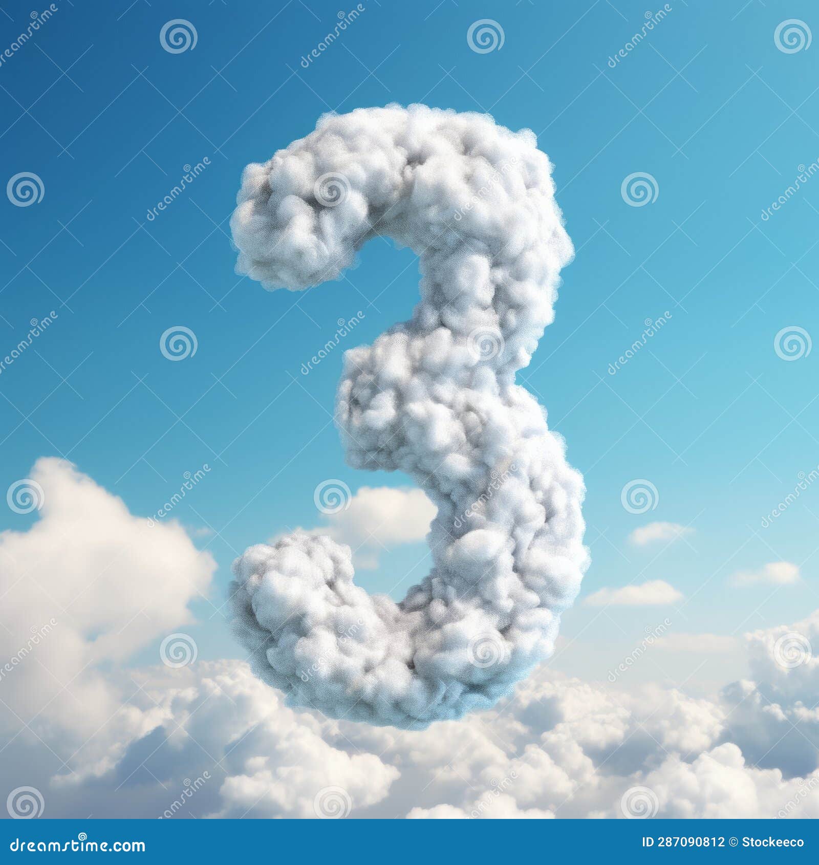 Vibrant 3d Cloud Illusion: Explosive Abstract with Number Three Stock ...