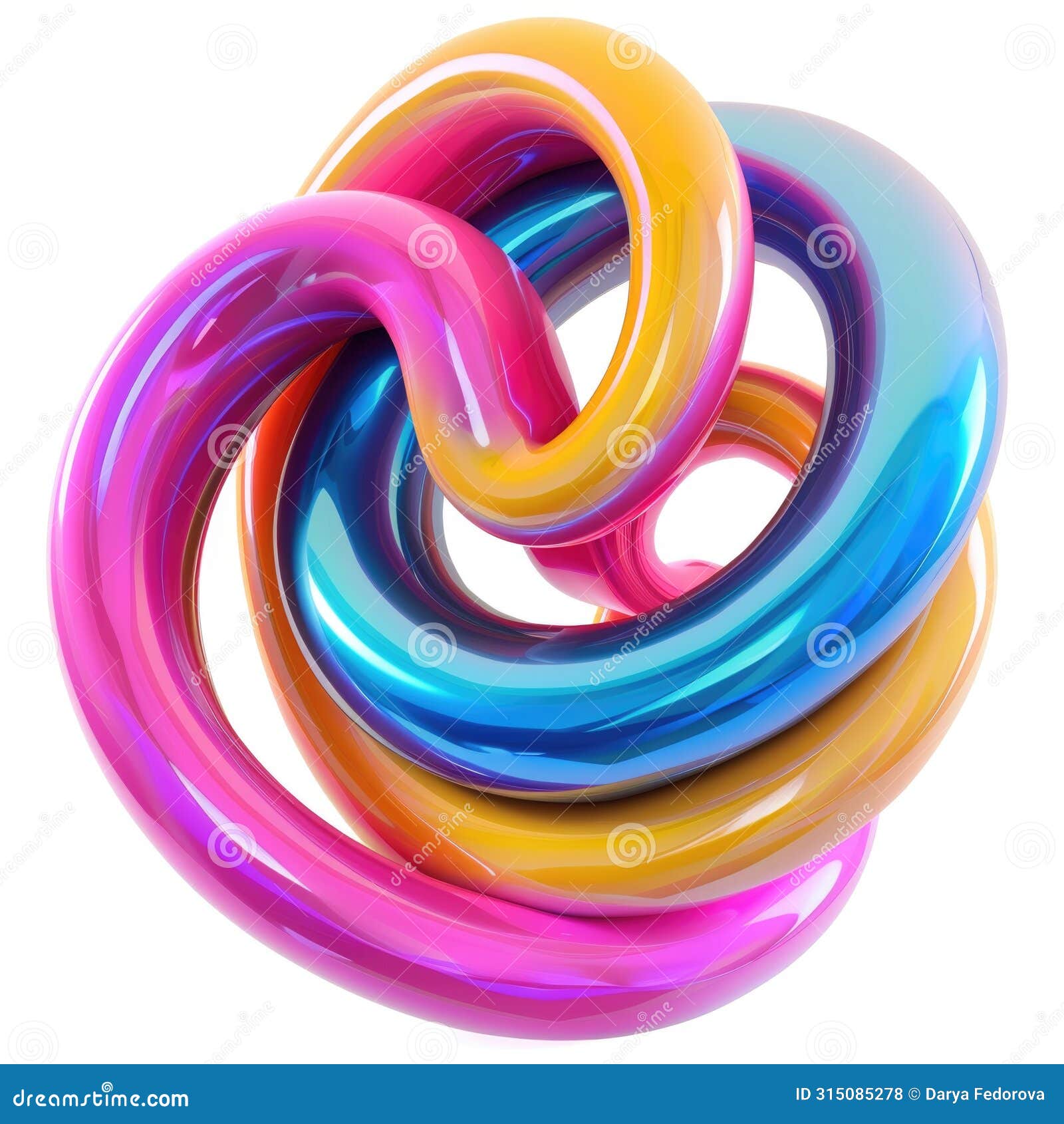 A Vibrant 3D Composition of Interlocking Swirl Loops in a Dynamic Array ...
