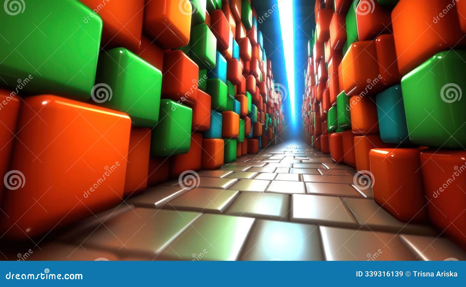 A Vibrant 3D Corridor Formed by Colorful Blocks, Creating an Engaging ...