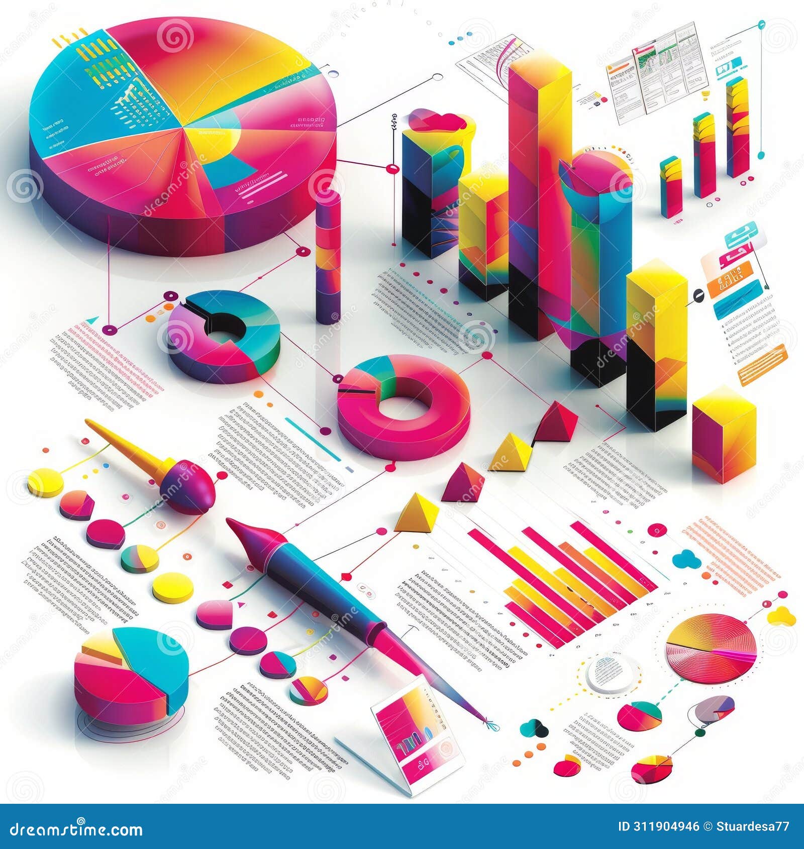Vibrant 3D Data Analysis Graphics Stock Photo - Image of study, dynamic ...