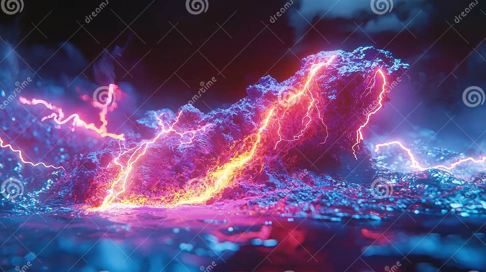 Vibrant 3D Lightning Strike Rendering Stock Illustration - Illustration ...