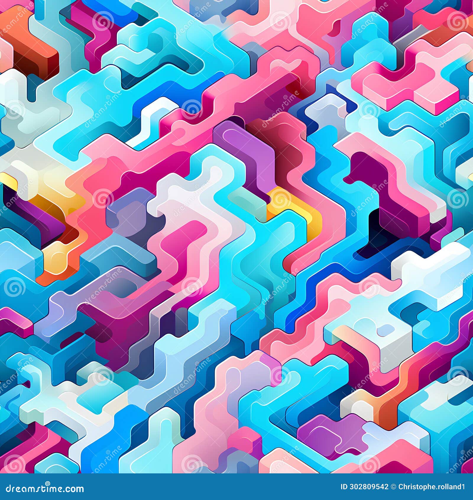 A Vibrant 3D Maze with Multicolored Pathways in a Seamless Pattern ...