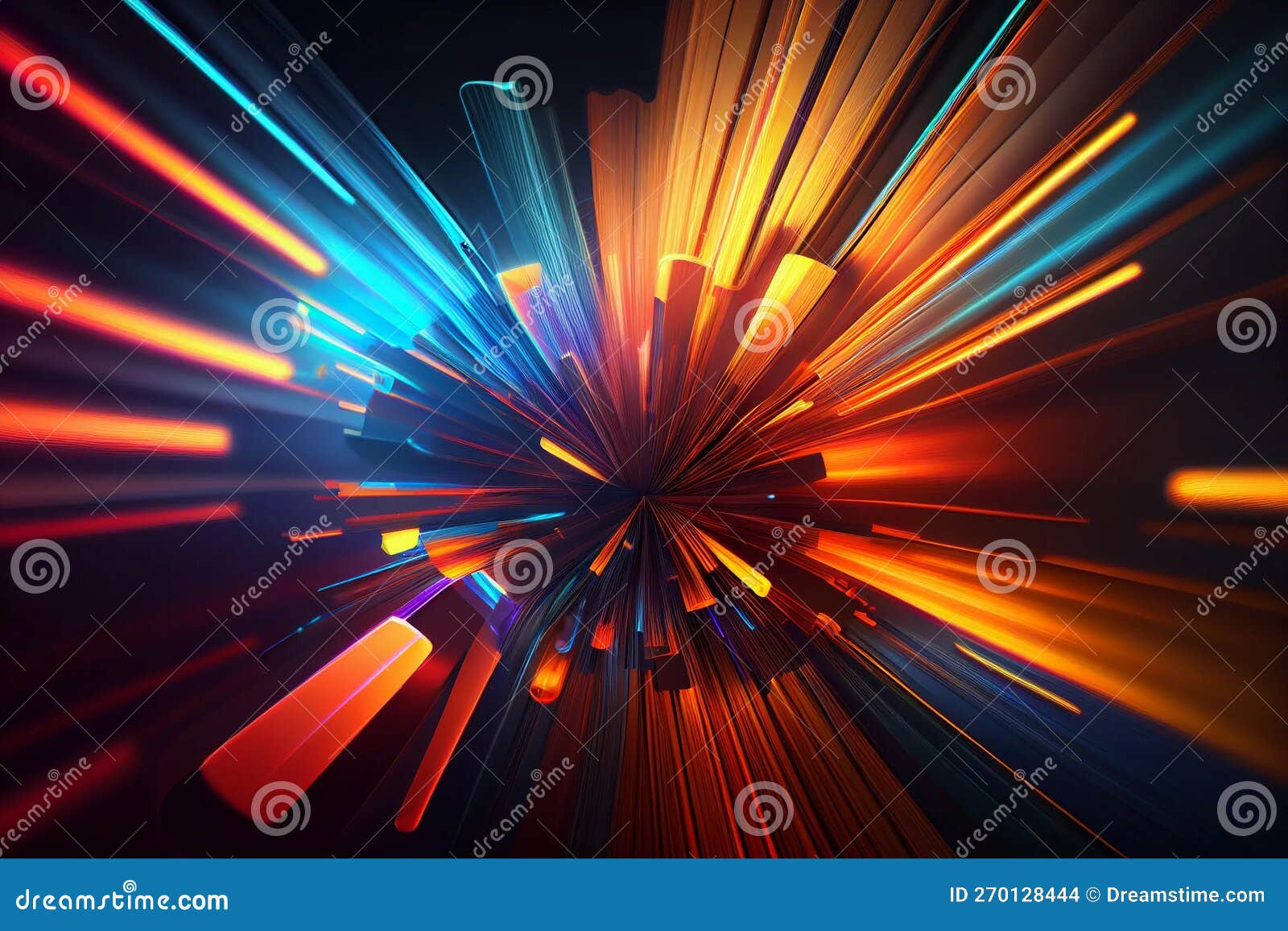 3D Abstract Multicolor Spectrum Background With Bright Orange Blue Neon ...