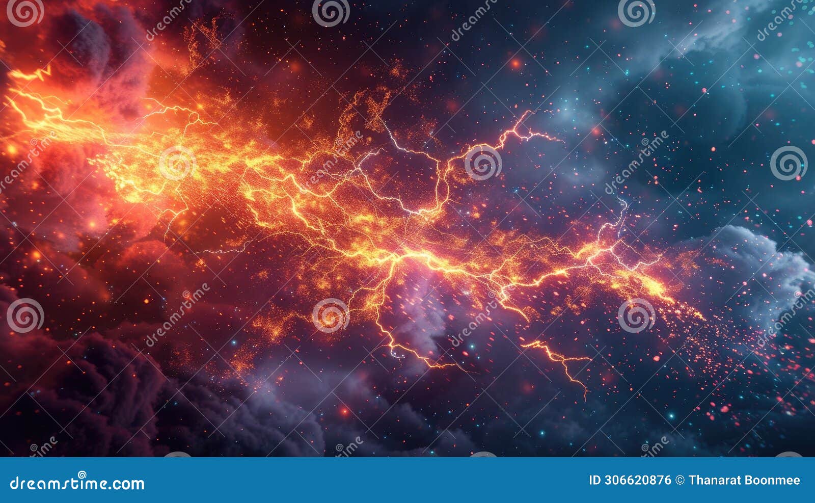 A Vibrant 3D Rendering Captures the Intensity of a Colored Lightning ...