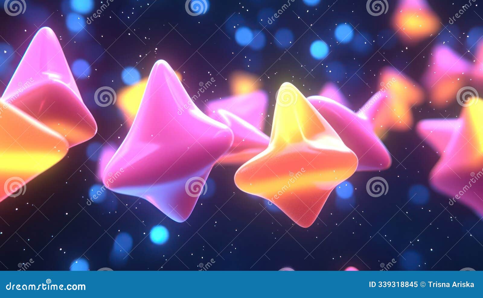 A Vibrant 3D Rendering of Colorful Star-shaped Objects Floating in a ...