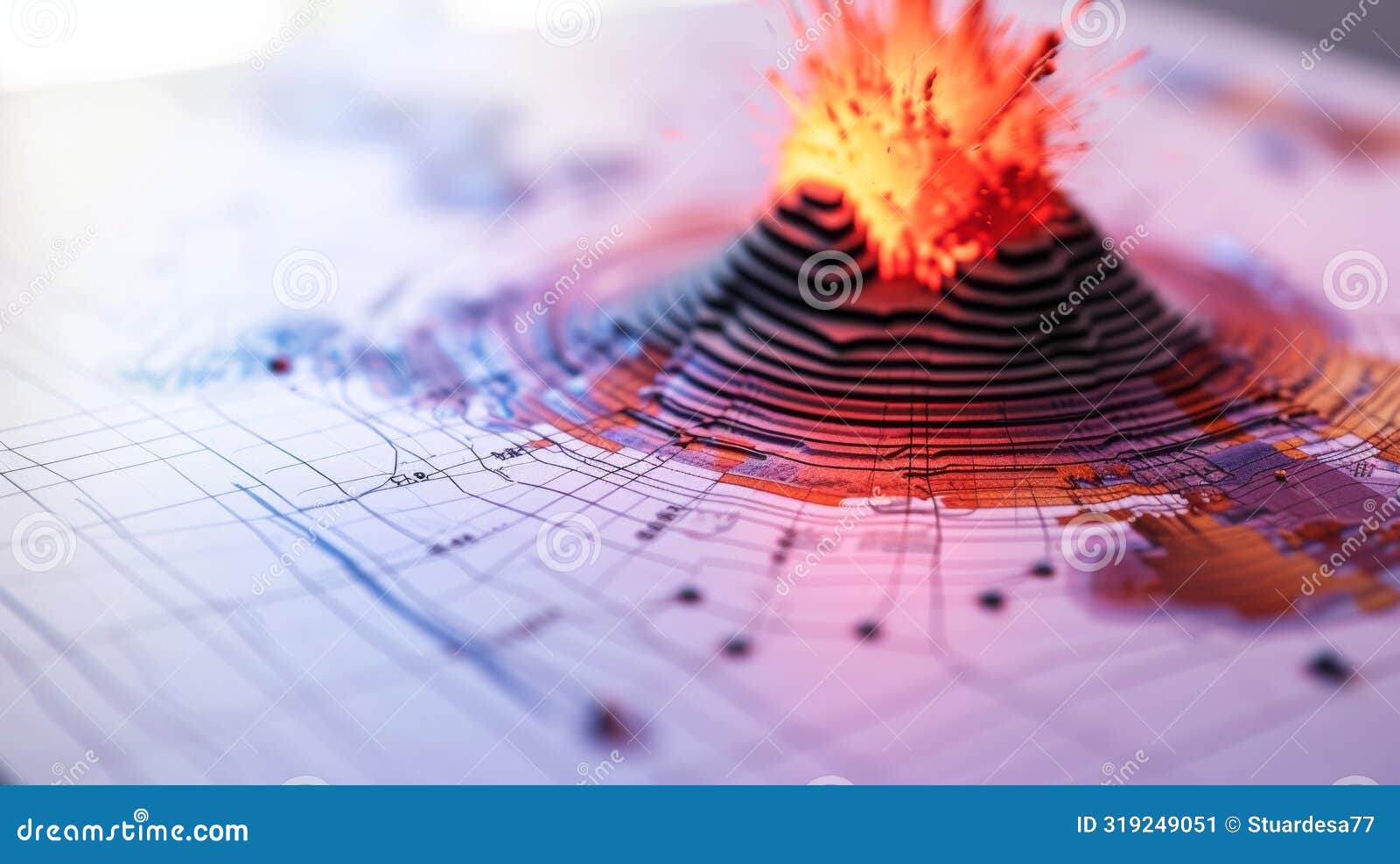 3D Seismic Activity Graph on Paper Stock Illustration - Illustration of ...