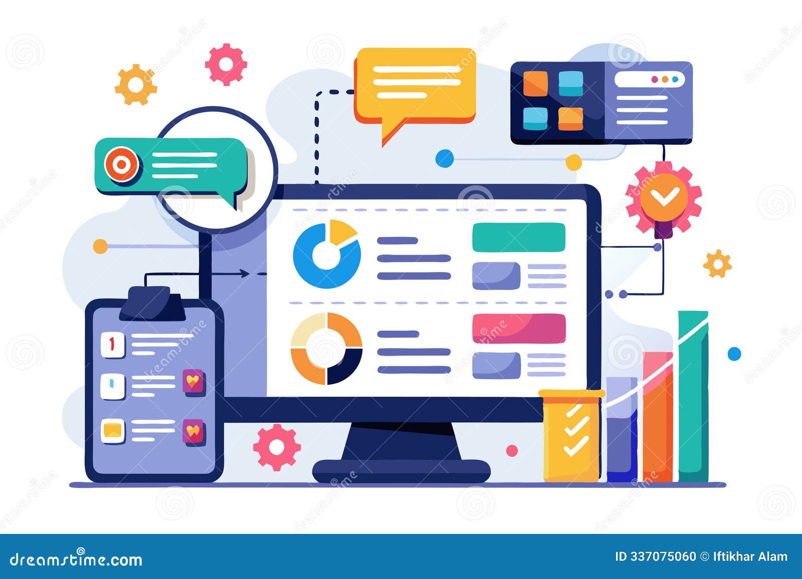 A Vibrant Dashboard Displays Data Insights, Charts, and Analysis Tools ...