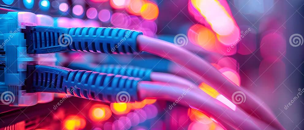 Vibrant Data Flow: Network Cables in Action. Concept Networking ...