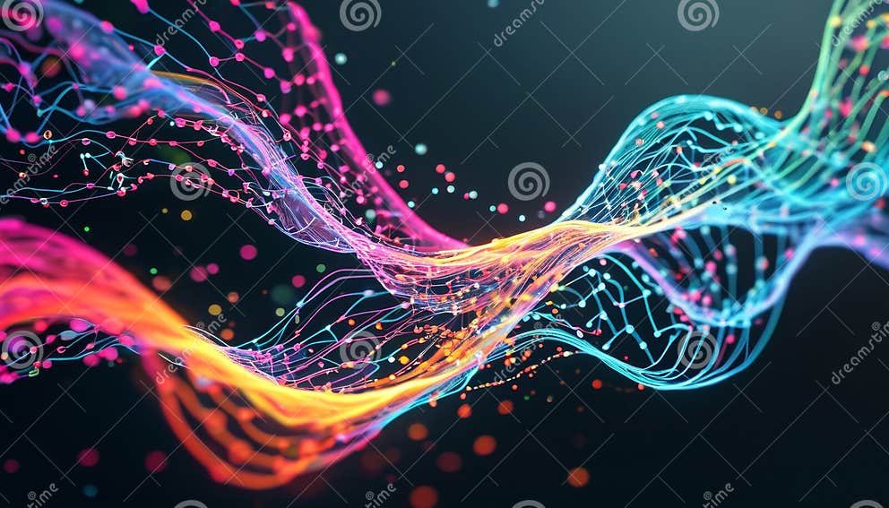 Vibrant Data Streams with Nodes and Connections, Visualizing Digital ...