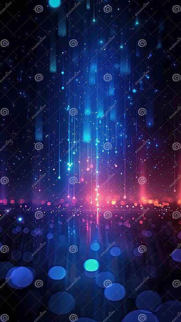 Illuminated Data Visualization Displaying Horizontal Light Columns ...