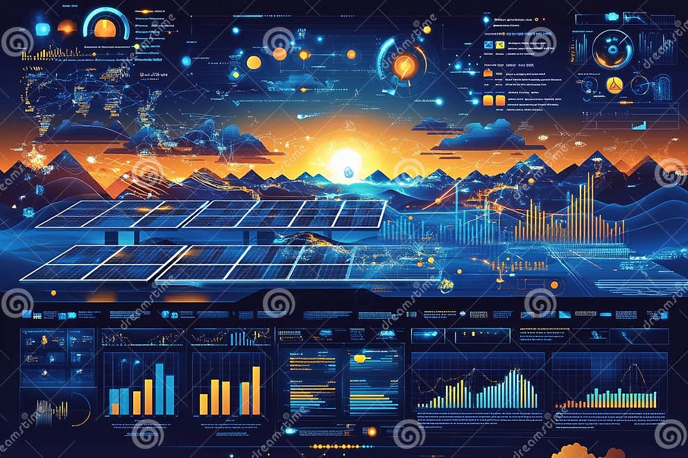 Renewable Energy Data Visualization Illustrating Solar Power Potential ...