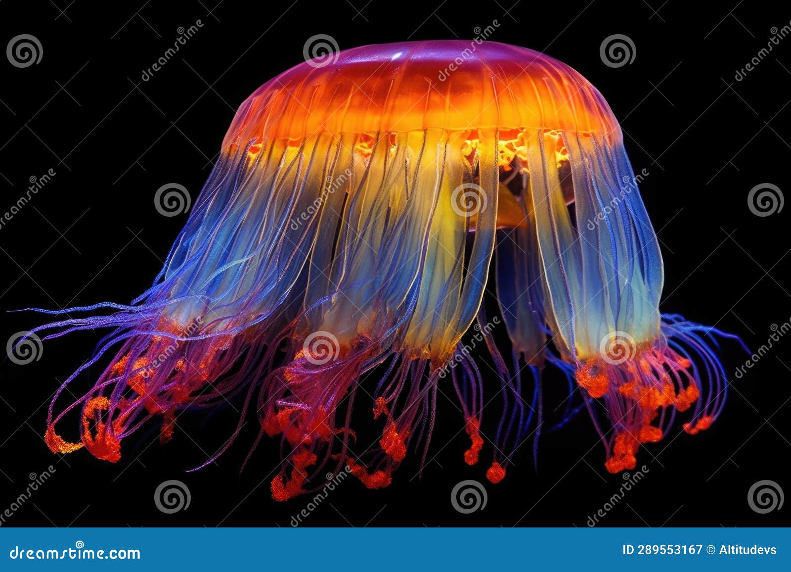 Vibrant Deep Sea Comb Jelly Emitting Colorful Light Stock Image - Image ...