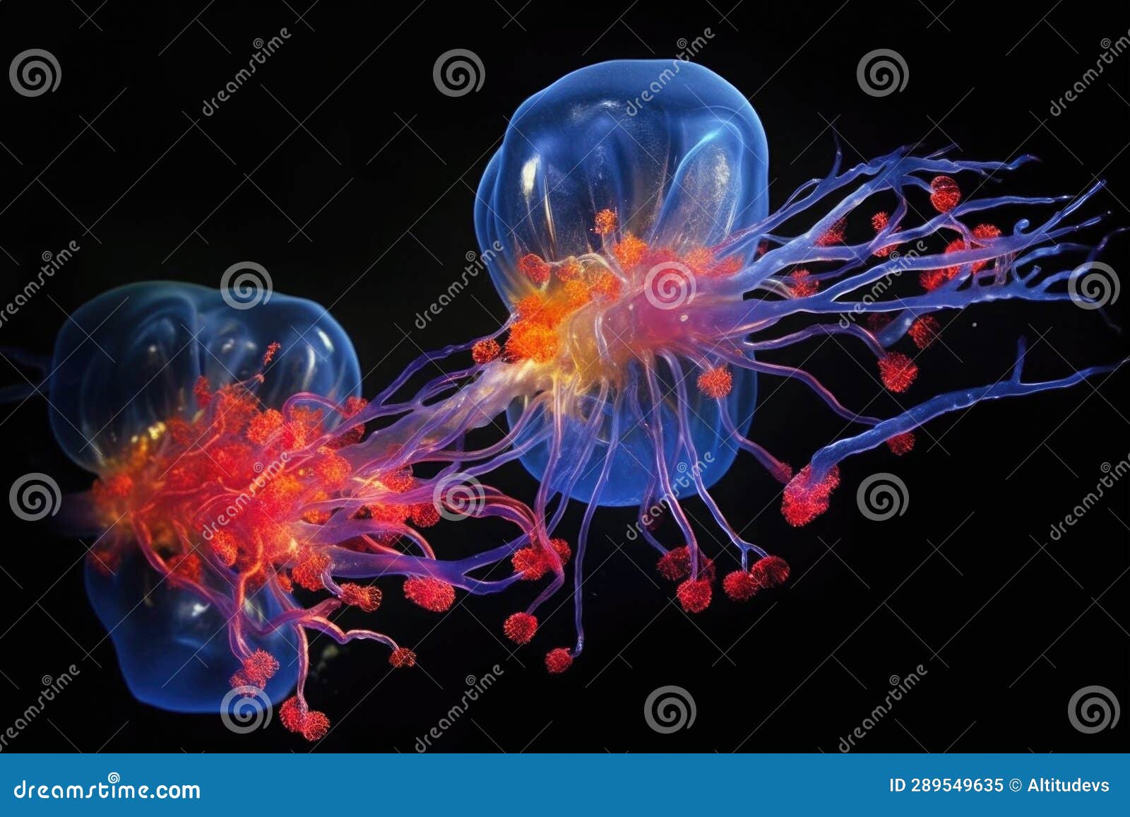 Vibrant Deep-sea Siphonophore Illuminating the Abyss Stock Illustration ...