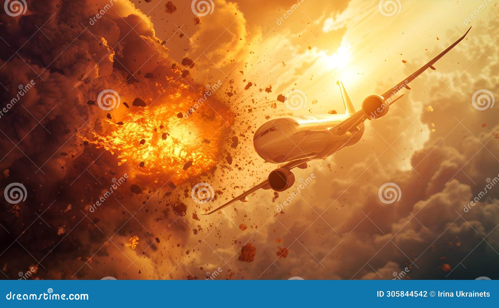 Dramatic Explosion in the Sky: Airplane Caught in a Fiery Blast Amidst ...