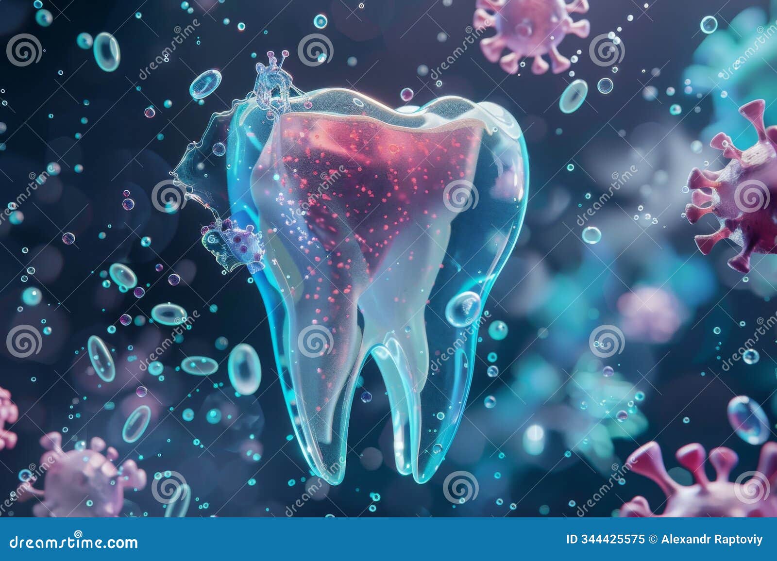 A Vibrant Depiction of a Tooth Surrounded by Microscopic Bacteria and ...