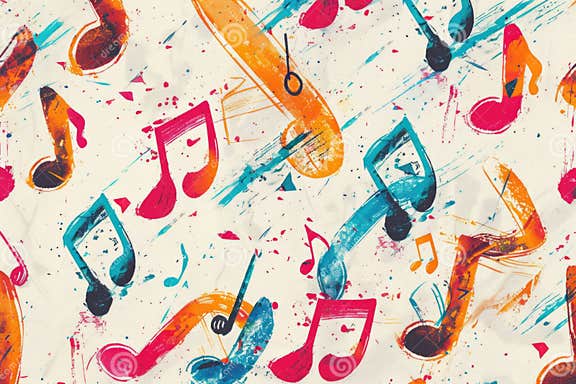 A Vibrant Design Featuring a Collection of Musical Notes on a White ...