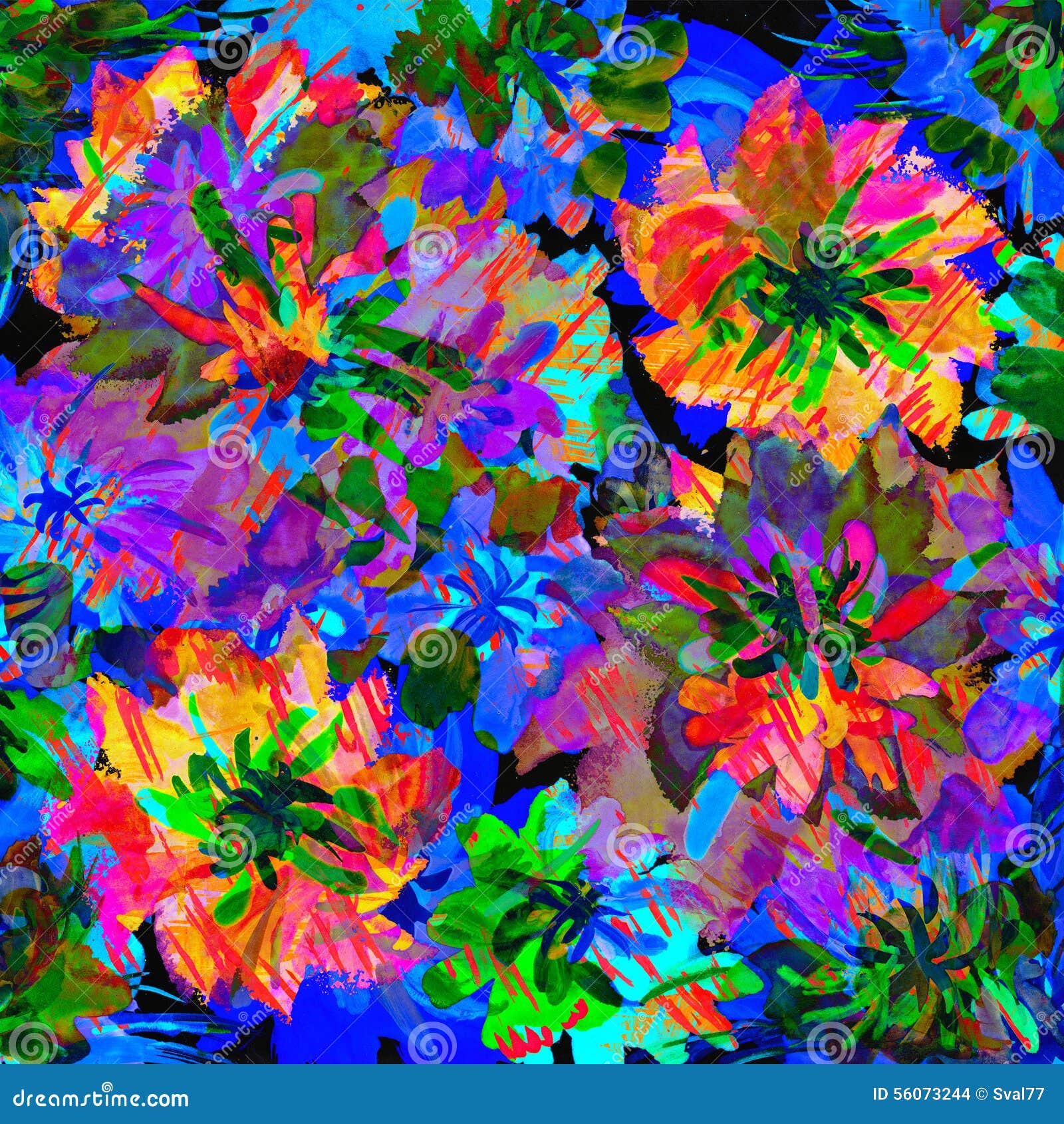 Vibrant Design with Multicolored Flowers Stock Illustration ...