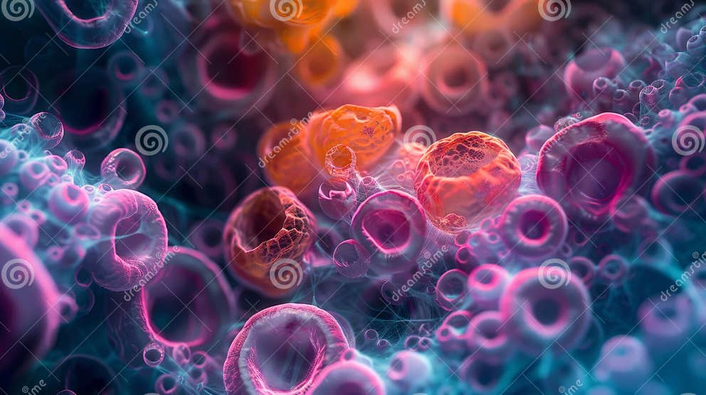 A Vibrant and Detailed Microscopic View of Cells with a Dramatic ...