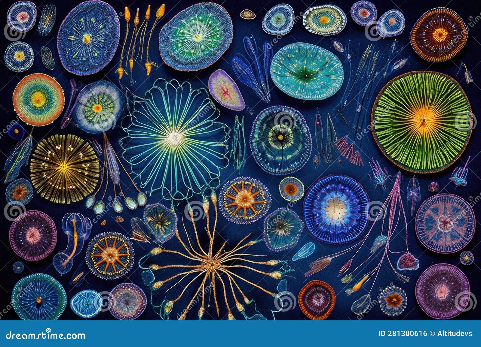 Vibrant Diatoms Forming Intricate Patterns Stock Illustration ...