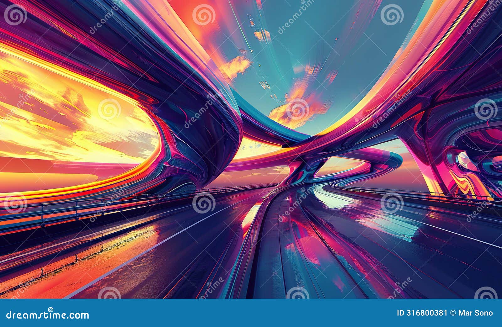 A Vibrant Digital Art of an Advanced City with Complex Highway ...