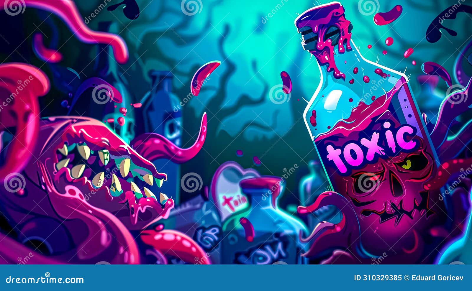 Surreal Toxic Spill Monster Illustration Stock Image - Image of monster ...