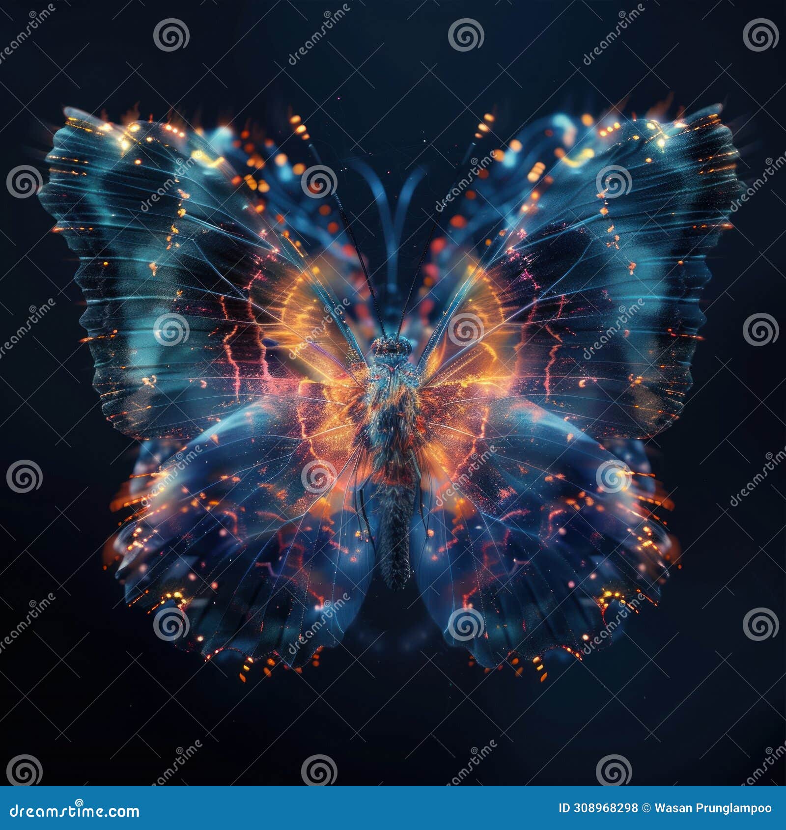 Vibrant, Digital Butterfly Emerges From Darkness, Symbolizing Hope And ...
