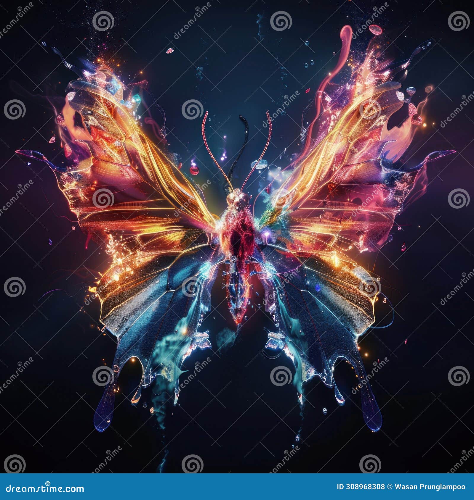 Vibrant, Digital Butterfly Emerges from Darkness, Symbolizing Hope and ...