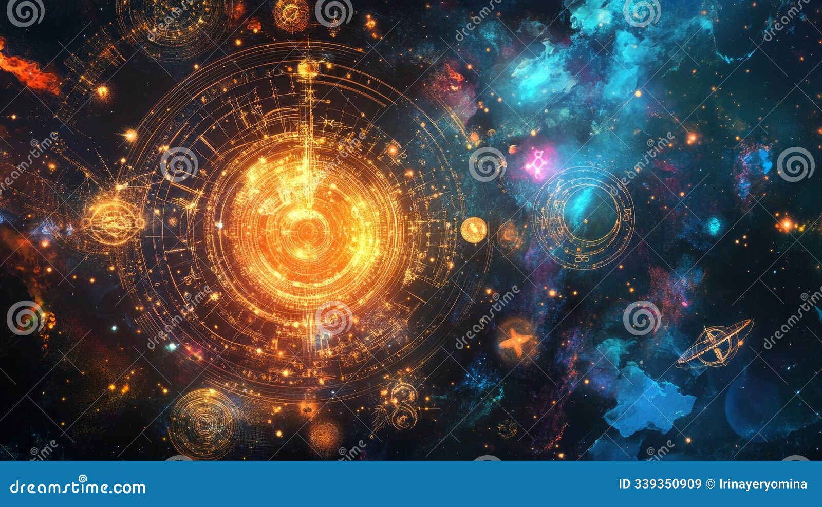 Vibrant Digital Collage Showcasing Popular Astrology Symbols and ...