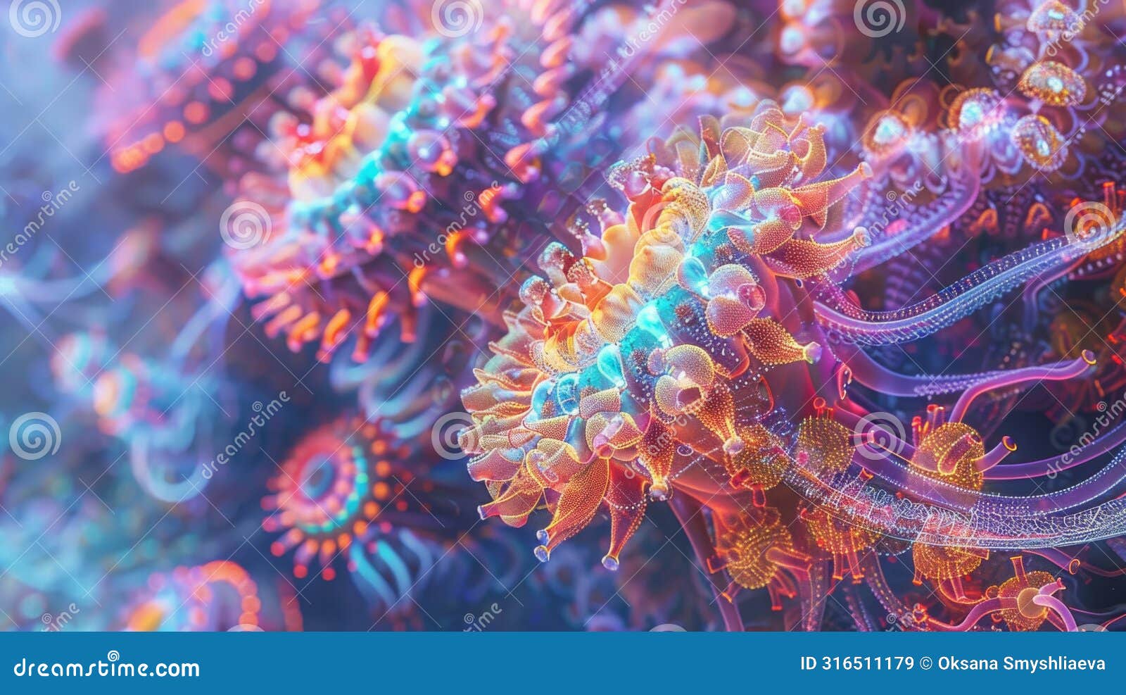 Vibrant Digital Coral Reef: Abstract Underwater Ecosystem Illustration ...