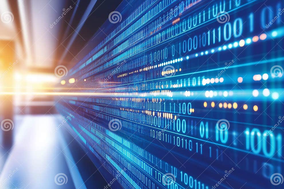 Vibrant Digital Data Flow on Computer Screen by Generative Ai Stock ...