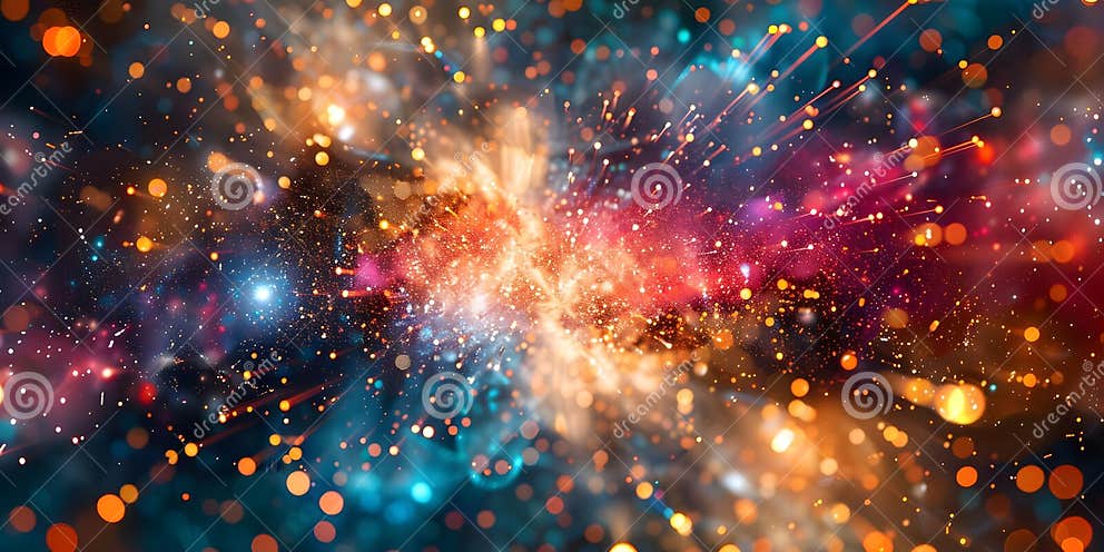 Vibrant Digital Explosion Backdrop with Network Connections Artificial ...