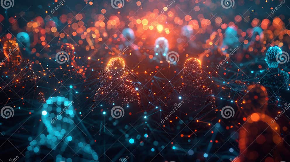 A Vibrant Digital Landscape with Interconnected Points and Lights ...