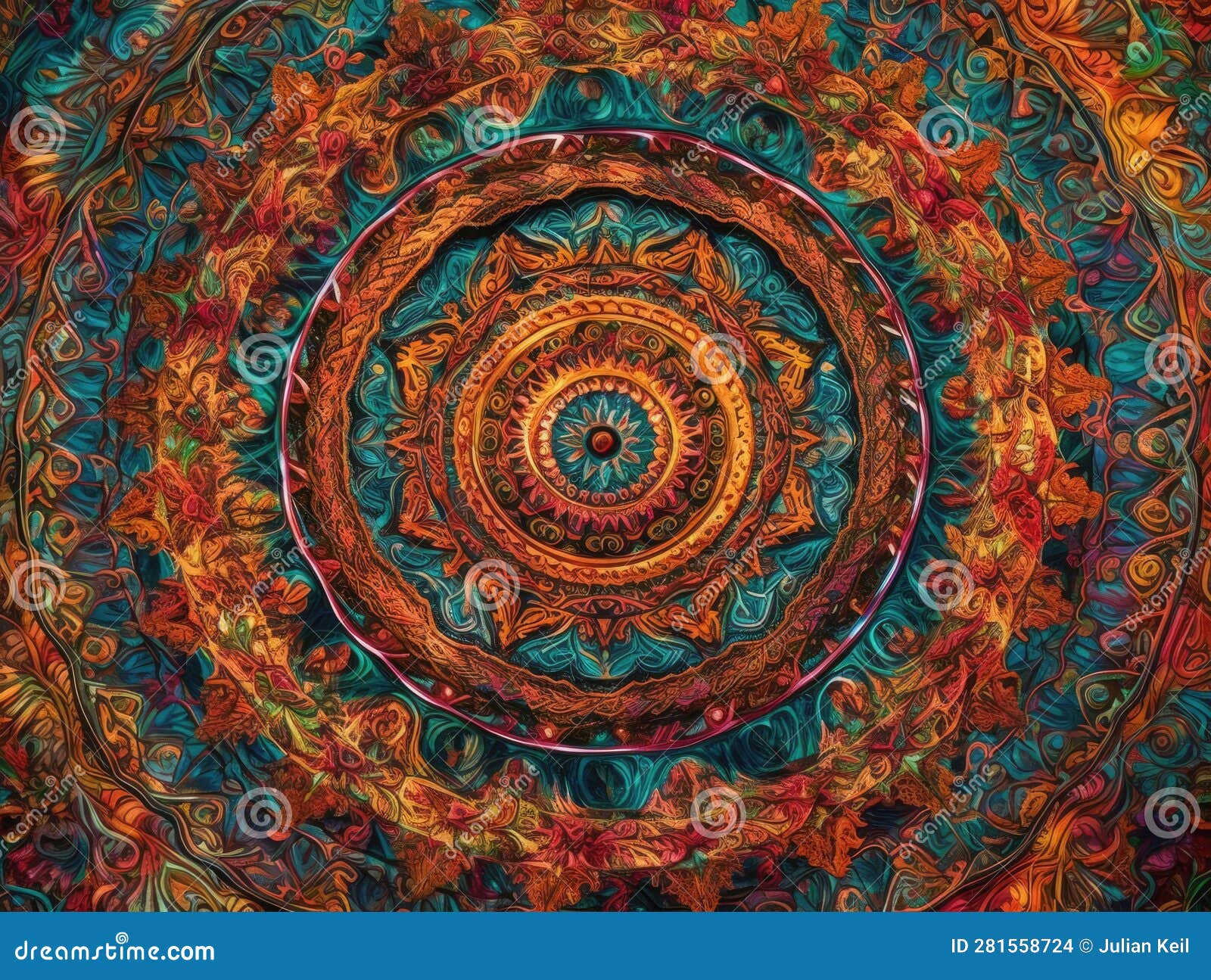 Intricate Colorful Mandala with Swirling Patterns Stock Illustration ...