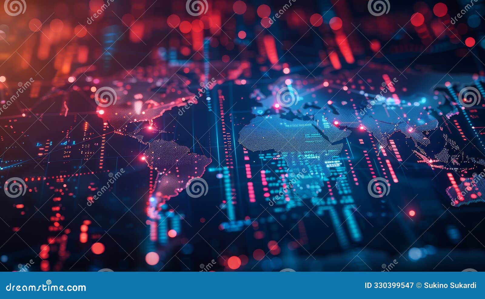 Vibrant Digital Map Depicting Worldwide Data Flow and Connectivity ...
