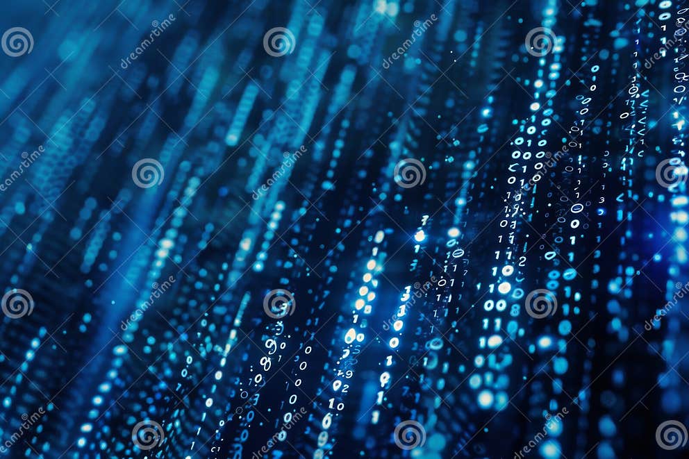 Vibrant Digital Matrix Showcasing Streams of Data and Binary Code Flowing through a Futuristic ...