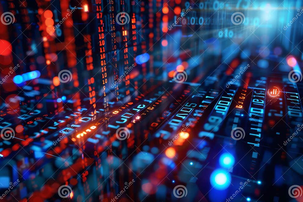 Vibrant Digital Matrix Showcasing Streams Of Data And Binary Code Flowing Through A Futuristic
