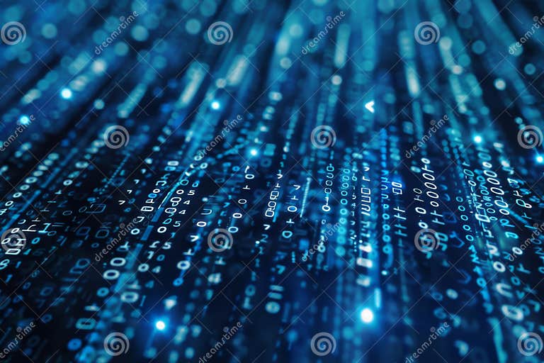 Vibrant Digital Matrix Showcasing Streams of Data and Binary Code Flowing through a Futuristic ...
