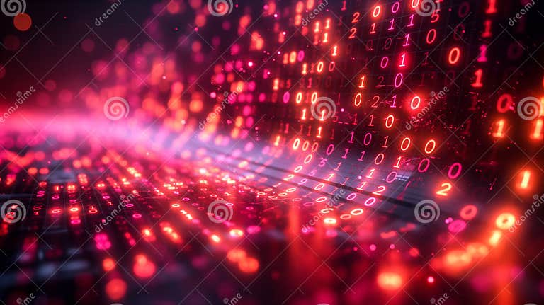 Vibrant Digital Network with Bright Binary Code Flowing in Dark Background. Generative AI Stock ...