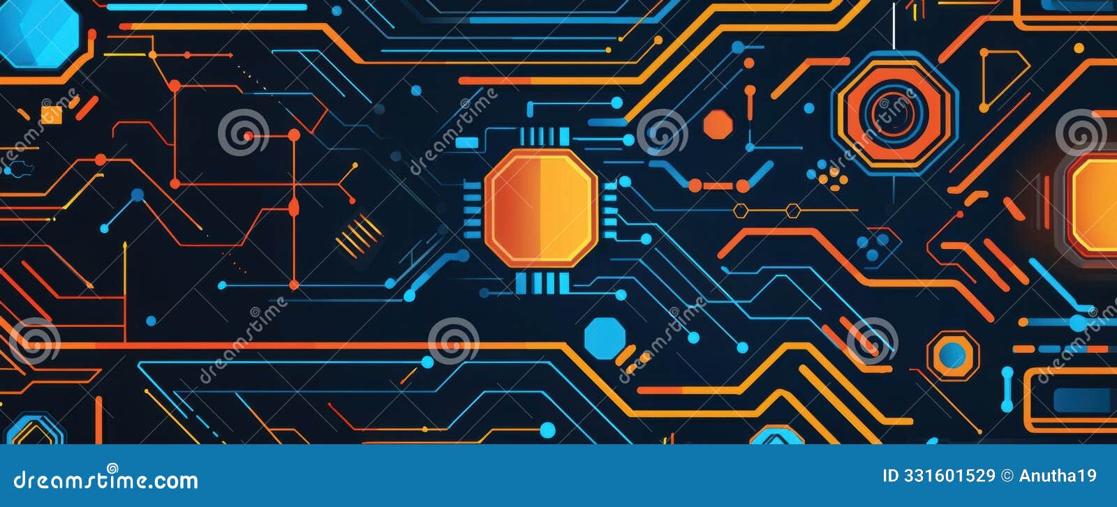 Vibrant Digital Pattern in Pixel Art Featuring Circuit Board Elements ...