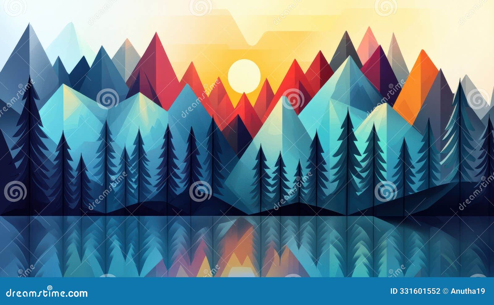 Vibrant Digital Pixel Landscape with Abstract Mountains and Reflections ...