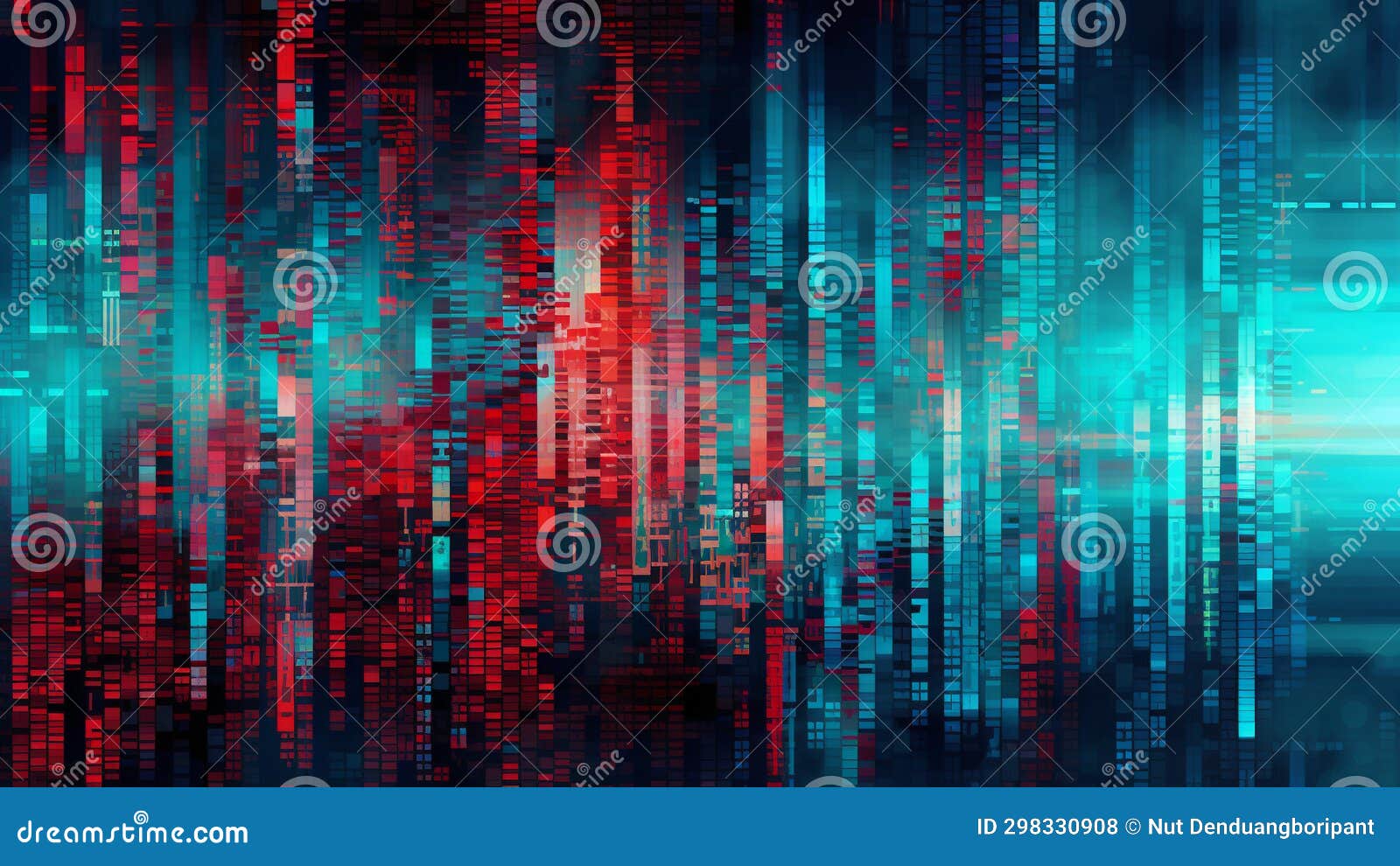 Vibrant Digital Pixelation in Digital Red and Electric Turquoise Stock ...