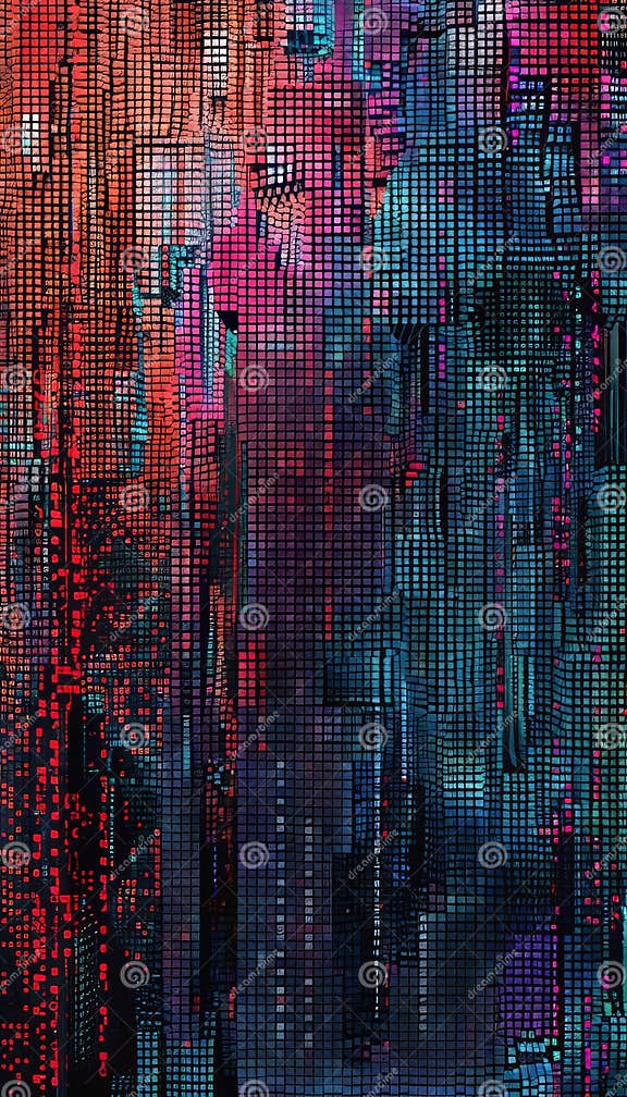 Vibrant Digital Textures and Intricate Code Create a Seamless Art and ...